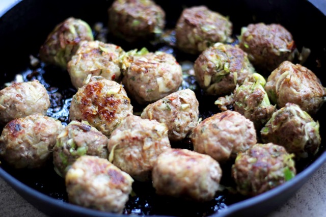 Sausage (or Lamb) Meatballs in Creamy Mustard Sauce with Sautéed Greens ...