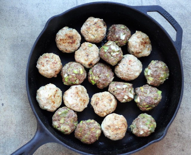 Sausage (or Lamb) Meatballs in Creamy Mustard Sauce with Sautéed Greens ...
